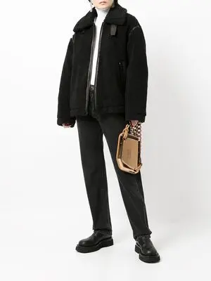 JUUN.J Faux-shearling Biker Overcoat