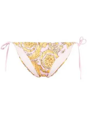 Versace Barocco-print Bikini Bottom - Pink