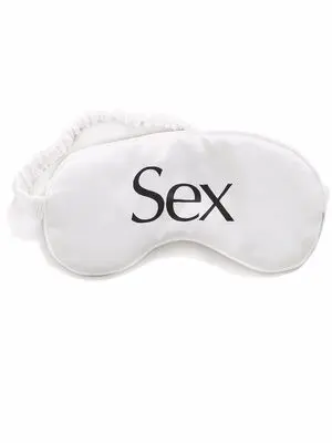 MORE JOY Slogan-print Silk Eye Mask - White