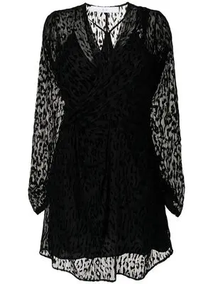 IRO PARIS Animal-print Silk Wrap Dress - Black
