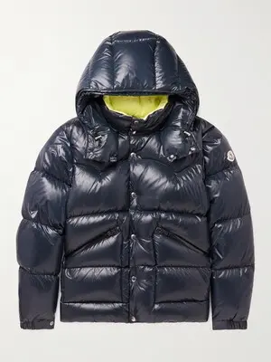 Moncler Coutard Quilted Glossed-shell Hooded Down Jacket - Blue