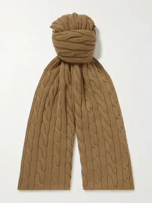 Loro Piana Cable-knit Baby Cashmere Scarf - Brown