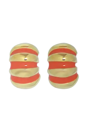 KENNETH JAY LANE Enamel Shrimp Clip Earrings - Coral