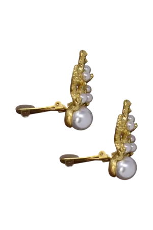 KENNETH JAY LANE Plated Branch Faux Pearl Clip On Earrings