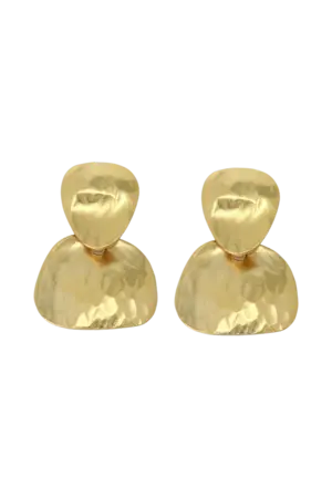 KENNETH JAY LANE Plated Hammered Drop Clip-on Earrings - Gold