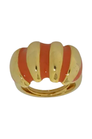 KENNETH JAY LANE Enamel Shrimp Adjustable Ring - Coral