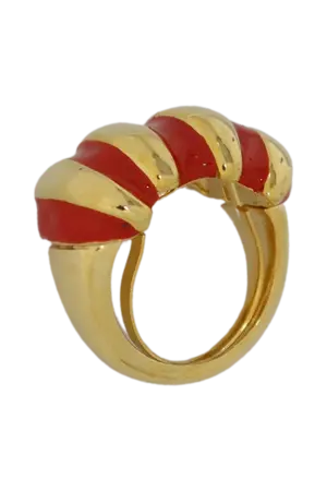 KENNETH JAY LANE Enamel Shrimp Adjustable Ring - Red