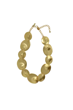 KENNETH JAY LANE Satin Dimpled Disc Necklace - Gold