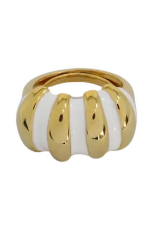 KENNETH JAY LANE Enamel Shrimp Adjustable Ring - White