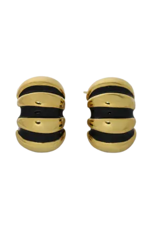 KENNETH JAY LANE Enamel Shrimp Clip-on Earrings - Black