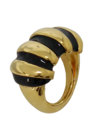 KENNETH JAY LANE Enamel Shrimp Ring - Black