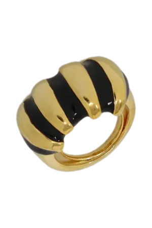 KENNETH JAY LANE Enamel Shrimp Ring - Black