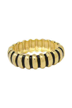 KENNETH JAY LANE Enamel Ribbed Bracelet - Black