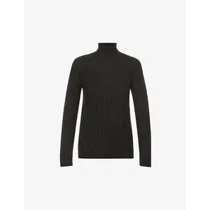 Hugo Patterned Turtleneck Wool And Cotton-blend Jumper