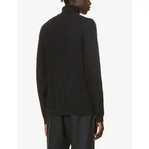 Hugo Patterned Turtleneck Wool And Cotton-blend Jumper