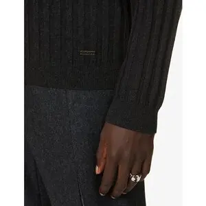 Hugo Patterned Turtleneck Wool And Cotton-blend Jumper