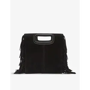 Maje Mini M Tassel-trimmed Suede Shoulder Bag Noir / Gris