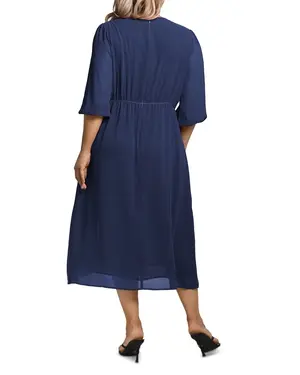 STANDARDS & PRACTICES Kenna Tie Front Midi Dress - Deep Ocean