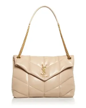 Saint Laurent Puffer Shoulder Bag - Beige/gold
