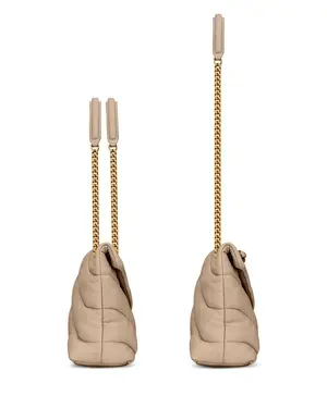 Saint Laurent Puffer Shoulder Bag - Beige/gold