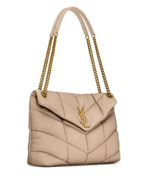 Saint Laurent Puffer Shoulder Bag - Beige/gold