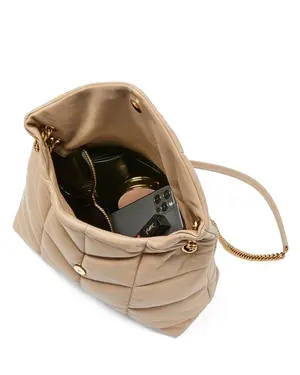 Saint Laurent Puffer Shoulder Bag - Beige/gold
