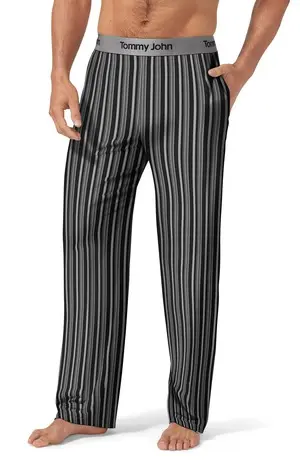 Tommy John Second Skin Pajama Pants Black Multi Pinstripe