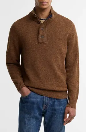 Barbour Patch Wool Quarter Zip Pullover - Bracken