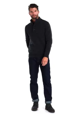 Barbour Patch Wool Quarter Zip Pullover - Charcoal