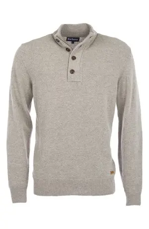 Barbour Patch Wool Quarter Zip Pullover - Stone