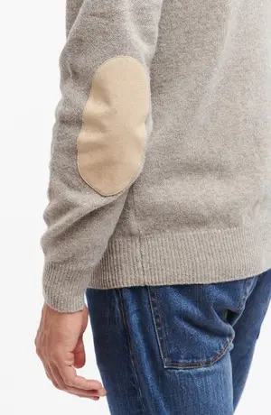 Barbour Patch Wool Quarter Zip Pullover - Stone