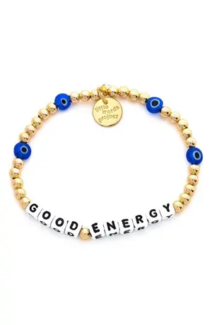 LITTLE WORDS PROJECT Good Energy Gold Fill Beaded Stretch Bracelet