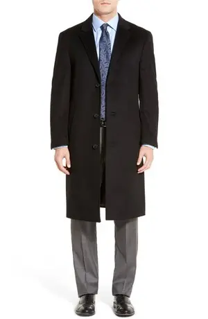 Hart Schaffner Marx Sheffield Classic Fit Wool & Cashmere Overcoat - Black