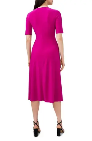 Chaus Faux Wrap A-line Midi Dress - Berry Tart