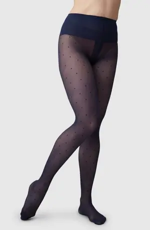 Swedish Stockings Doris Dot Tights - Navy