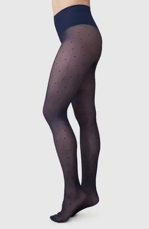Swedish Stockings Doris Dot Tights - Navy