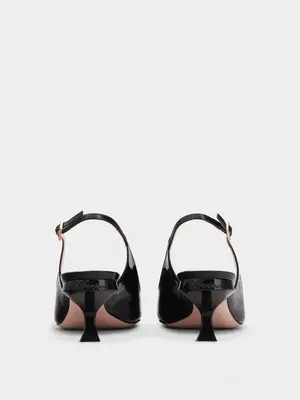 ROGER VIVIER Virgule Slingback Pumps In Patent Leather - Black
