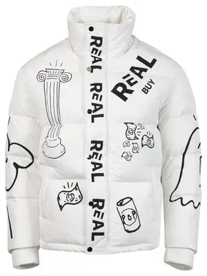 REAL BUY Graffiti Printed Down Puffer Jacket