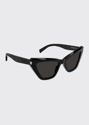 Saint Laurent Acetate Cat-Eye Sunglasses - 001 Shiny Black