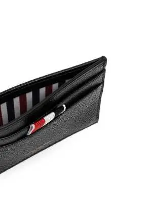 Thom Browne Grosgrain-tab Leather Cardholder - 001 Black