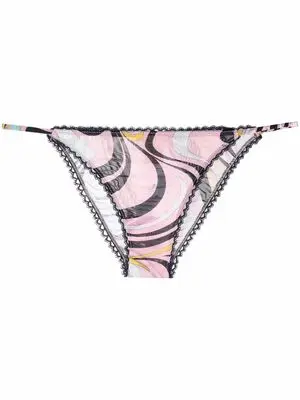 Emilio Pucci Onde-print Lace-trim Briefs - 032-navy/rosa