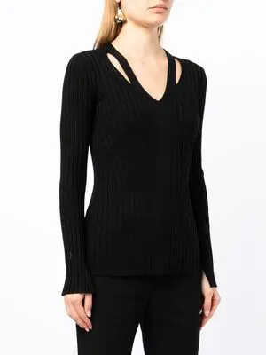Proenza Schouler White Label Merino Rib Knit V-neck Jumper