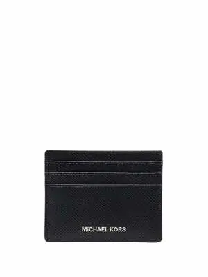 Michael Kors Logo-print Leather Card Wallet - Black