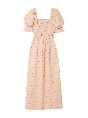 DÔEN Net Sustain Eclipse Embroidered Organic Cotton-voile Dress