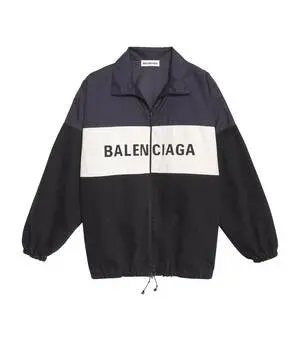 Balenciaga Logo Zip-up Track Jacket - Black