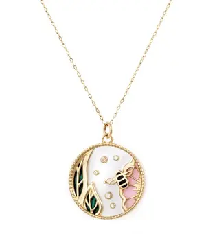 L'ATELIER NAWBAR Yellow Gold, Diamond, Malachite, And Mother-of-pearl Pendant Necklace - White