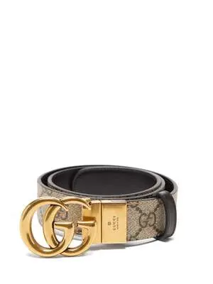 Gucci Reversible GG-logo Canvas And Leather Belt  - Brown