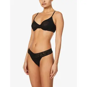 Hanky Panky Lace-trim Original-rise Stretch-cotton Thong