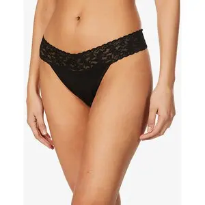 Hanky Panky Lace-trim Original-rise Stretch-cotton Thong