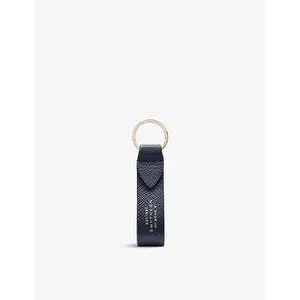Smythson Panama Cross-grain Leather Keyring